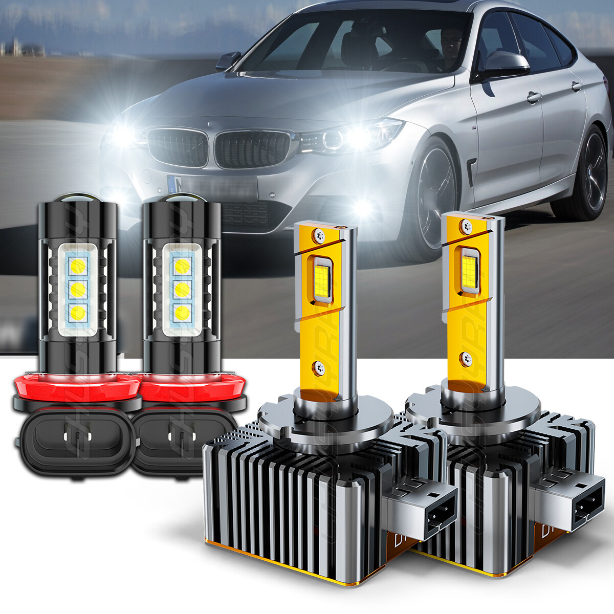 LED Headlight Bulbs For 2009-2011 2012 2013 BMW 328i High Low Beam LED ...