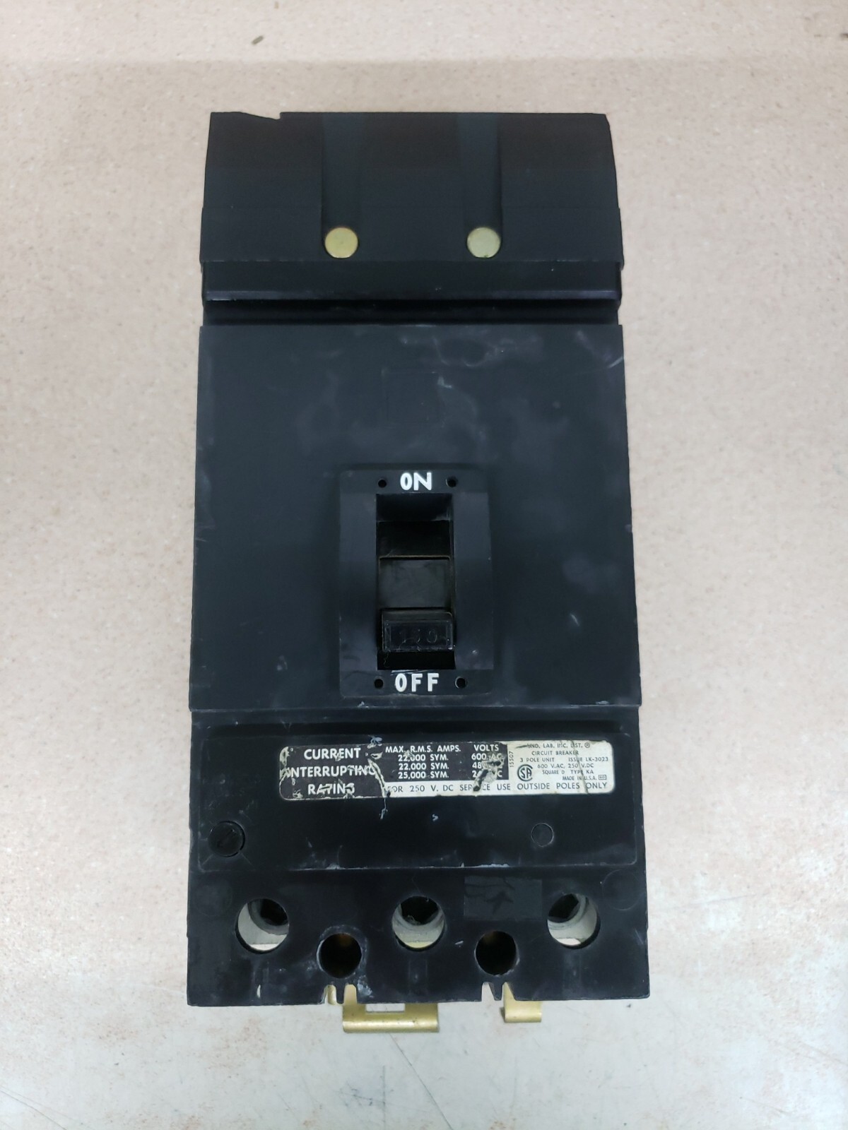 SQUARE D I-LINE KA CIRCUIT BREAKER KA36150 150AMP 600VOLT 3POLE BLACK ...