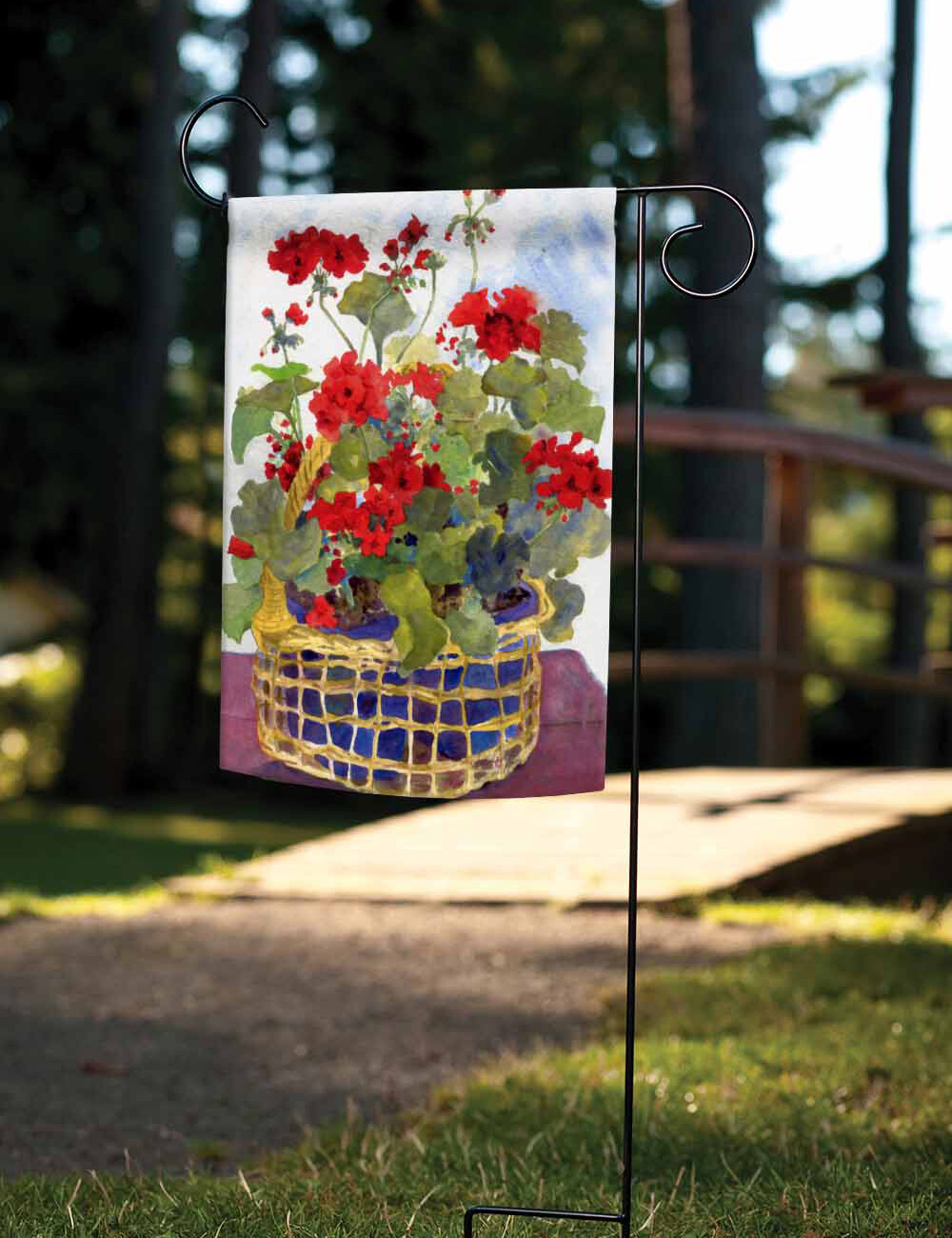 Toland Geranium Basket 12x18 Red Flower Spring Summer Garden Flag | eBay