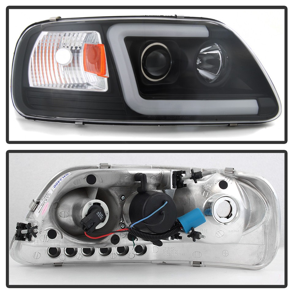 Blk 1997-2003 Ford F150 97-02 Expedition LED Tube Projector Headlights ...