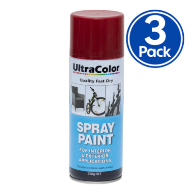 ULTRACOLOR Spray Paint Fast Drying Interior Exterior 250g Claret x 3 ...