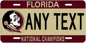 Florida State University Football Personalized License Plate Metal Tag ...