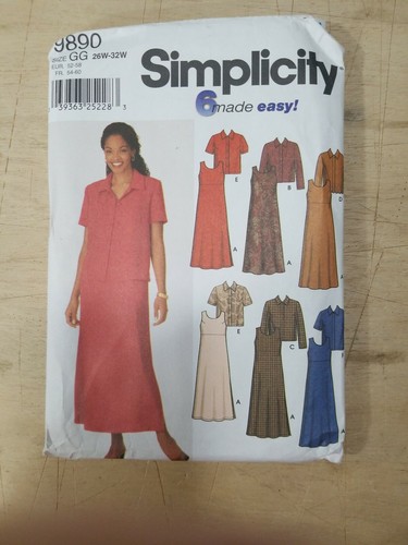 SIMPLICITY #9890 WOMEN'S JACKET AND PULLOVER A-LINE DRESS OR JUMPER ...