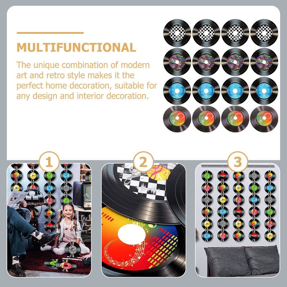 16 Pcs Paper Hanging Vinyl Record Cutouts Fake Records Decoration ...