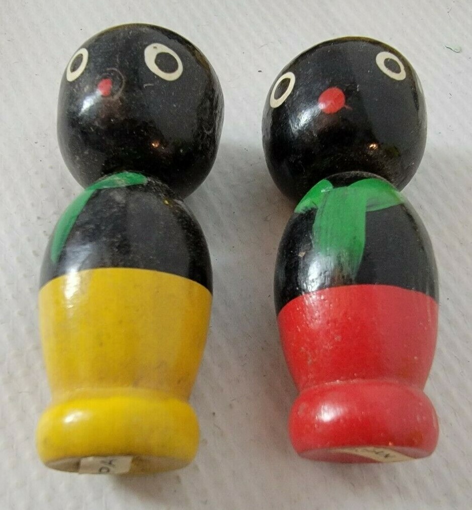 Lot of 2 Vintage Mini Painted Wood Japan Cartoony Comical Doll Toy ...