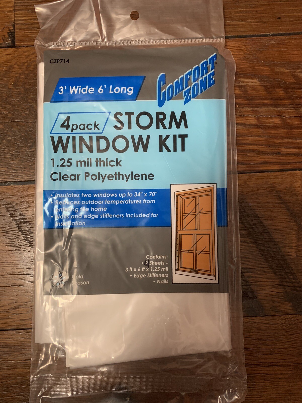 Comfort Zone 4 Pack 3' x 6' 1.25 Mil Exterior Storm Window Kit Plastic ...