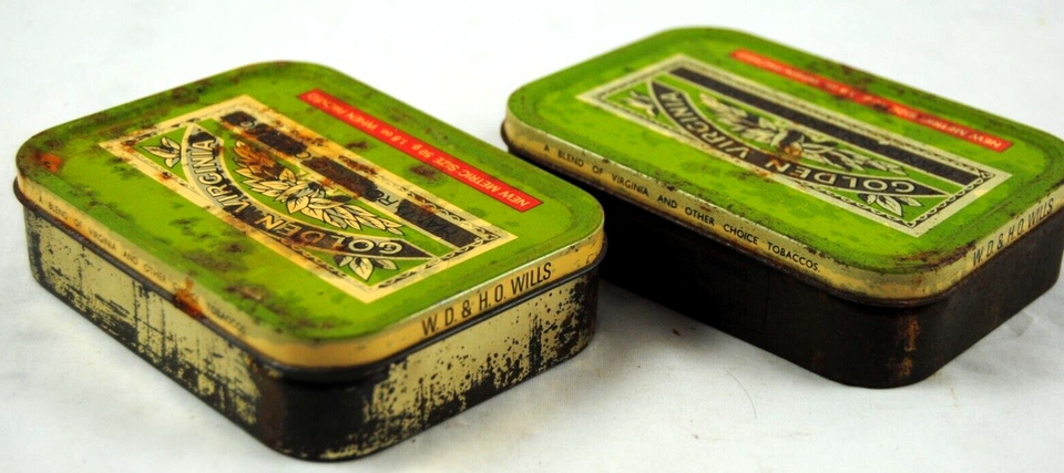 2 Vintage GOLDEN VIRGINIA Hand Rolling TOBACCO Metal TIN Storage ...