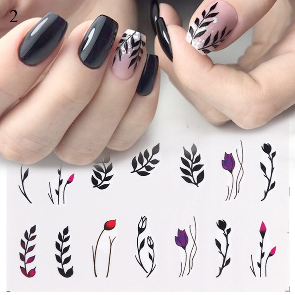 Nail Art Stickers 3D Nails Decals Nail Foil DIY Flower Slider Nail ...
