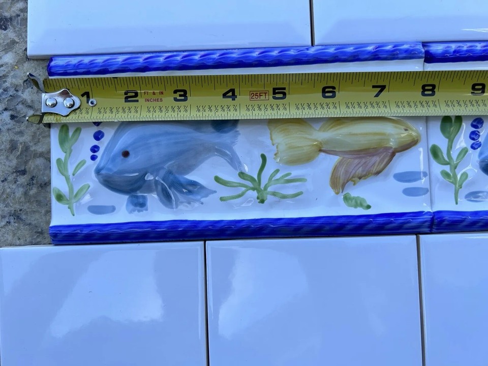 4" X 8" Tile Fish Aquarium Borders Imported From Spain Bathroom Tile | eBay