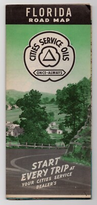 1940 CITIES SERVICE Gas & Oil Service Station Florida ROAD MAP | eBay