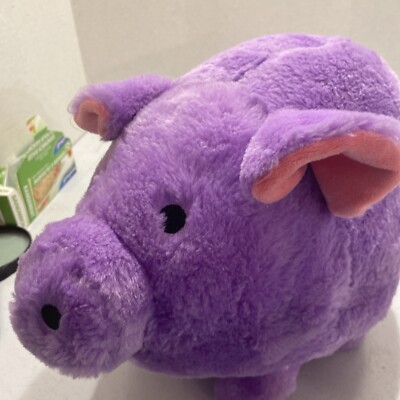 Plush Piggy Bank FAB NY PURPLE 14x9 Money Bank Clean KL | eBay