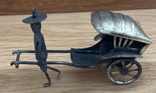 Unmarked Silver Plated Antique Chinese Rickshaw Figure - Rare Antique ...