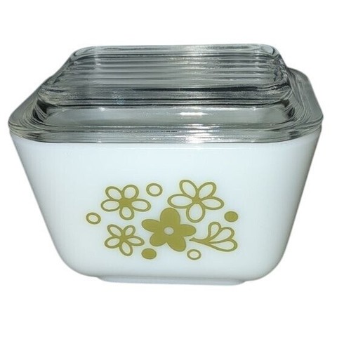 Pyrex White Glass Container Spring Blossom Crazy Daisy Refrigerator ...