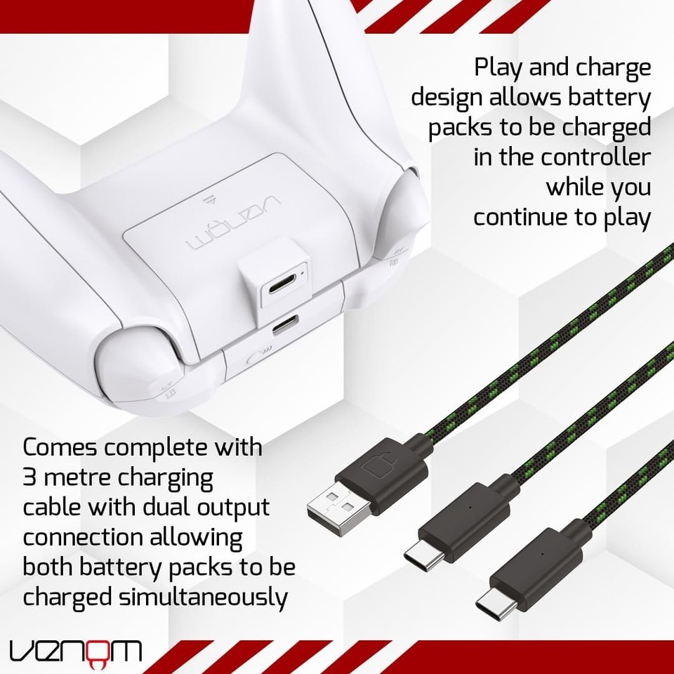 Venom Xbox Controller Rechargeable Battery Twin Pack - White (Xbox ...