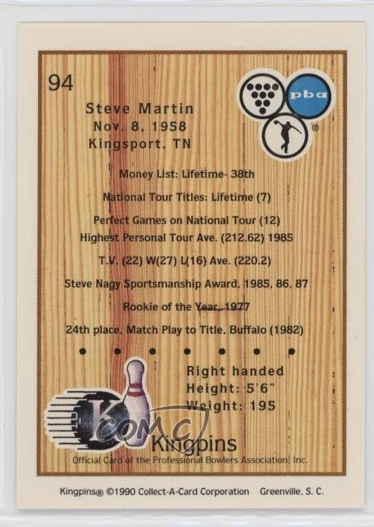 1990 Kingpins PBA Steve Martin #94 0f6 | eBay