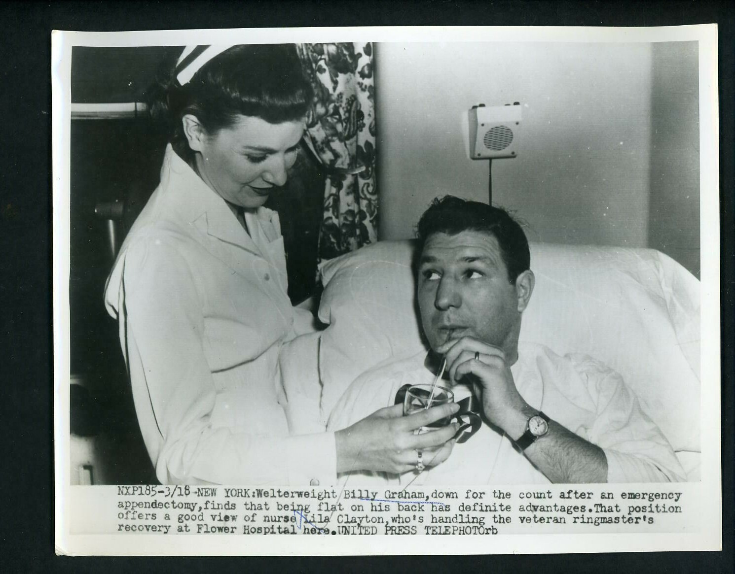 Boxer Billy Graham in Flower Hospital 1954 Press Photo Nurse Lila ...