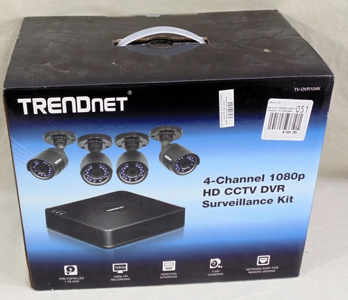 New TrendNet 4-Channel 1080p HD CCTV DVR Surveillance Kit TV-DVR104K ...