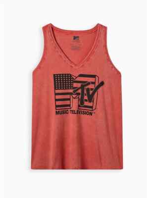 Torrid Cotton V Neck MTV Tank Top Wash Red 2 2X 18 20 #B04601 | eBay