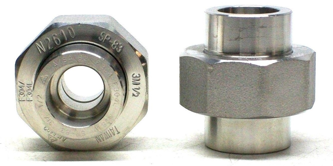 (2)*NEW* 1/2" SS F304L/F304 Union Stainless Steel SOCKET WELD FITTING ...