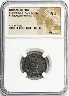 310 - 313 AD ROMAN EMPIRE BI NUMMUS MAXIMINUS II CAESAR NGC ABOUT ...