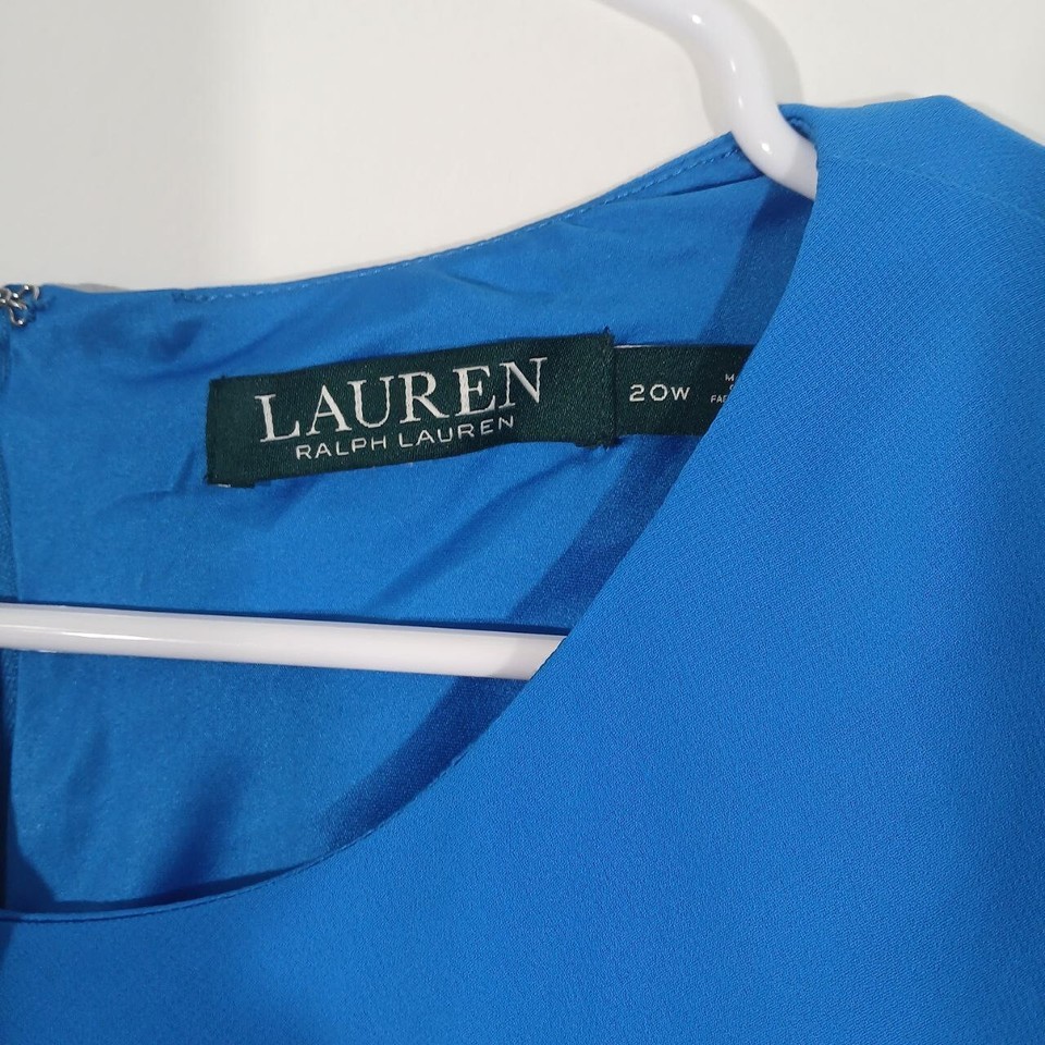 💙Lauren Ralph Lauren Sleeveless Dress 20W Royal Blue Asymmetrical ...