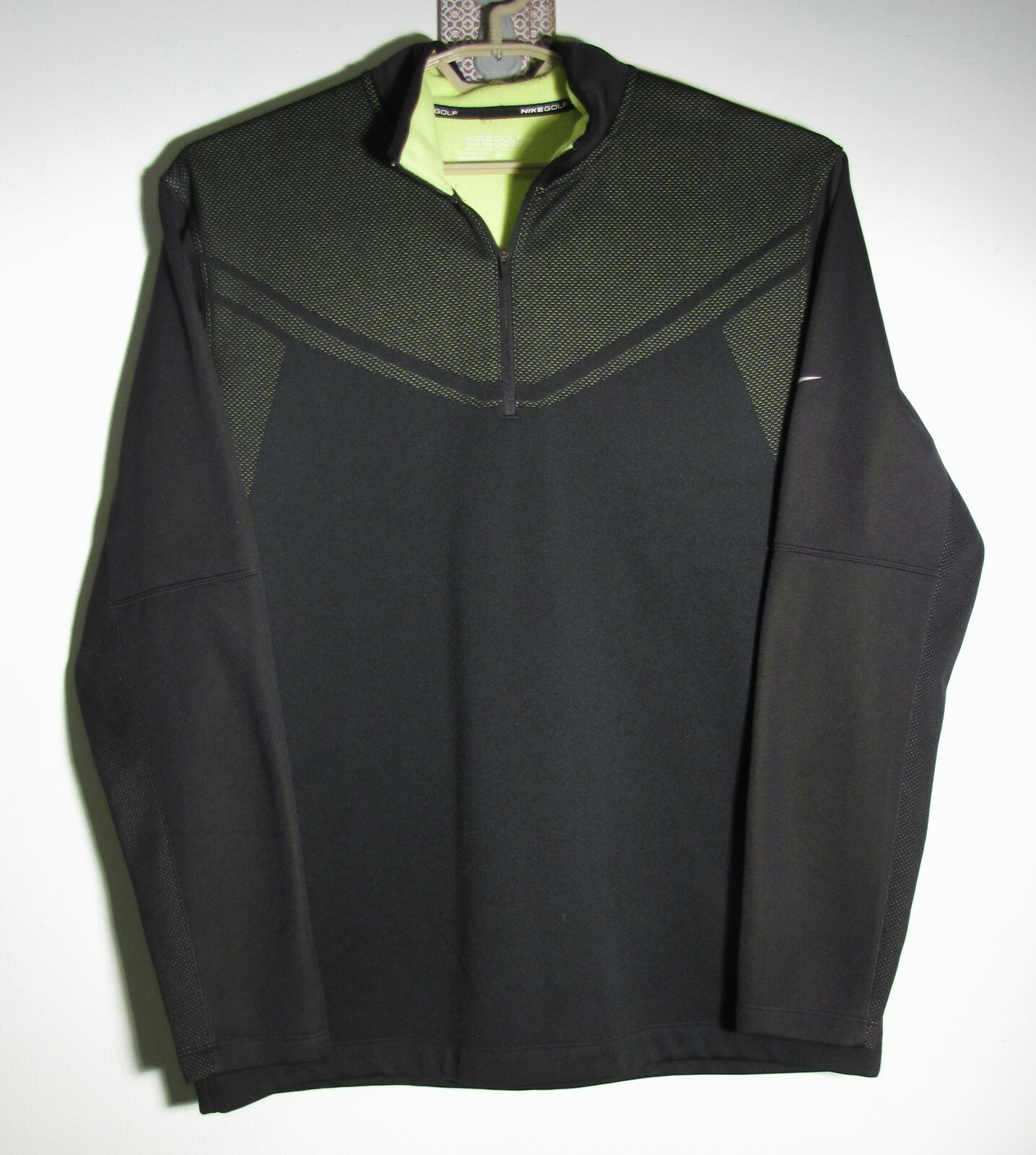 Nike Golf Therma-FIT Hypervis Men Size Large Black & Chartreuse 1/2 Zip ...