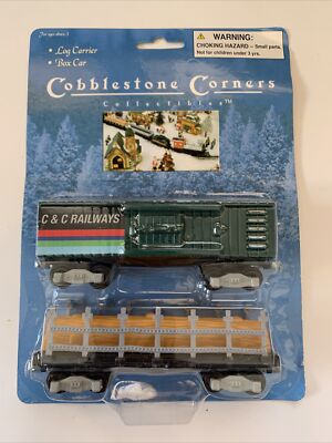 Cobblestone Corners Train Log Carrier And Box Car New | eBay