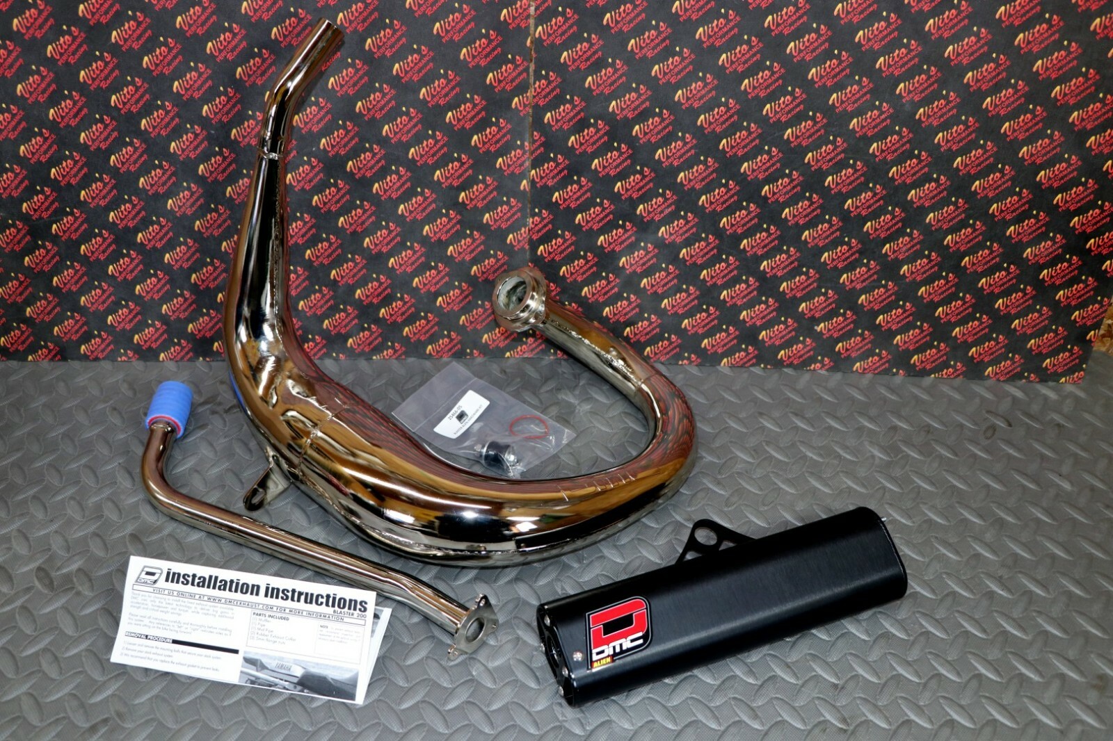 DMC Alien Yamaha Blaster aftermarket exhaust pipe + silencer CHROME ...
