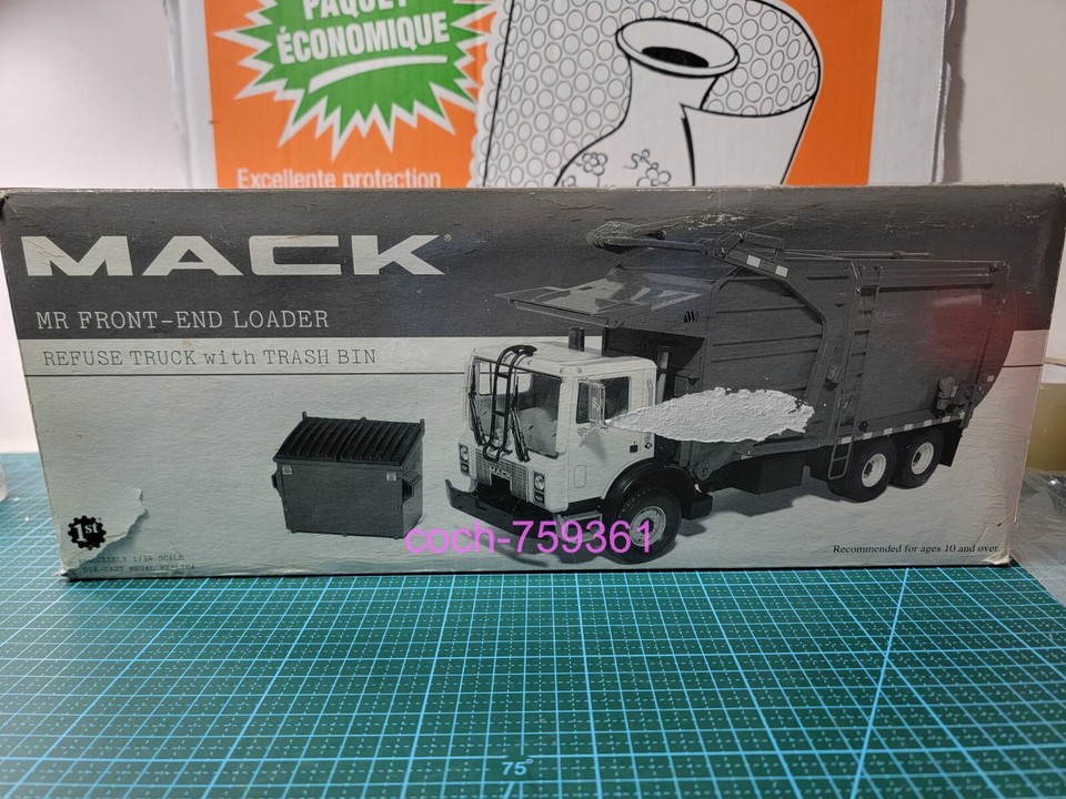 First Gear 1/34 Mack MR Front-End Loader Refuse Truck w/ Bin - Trash ...