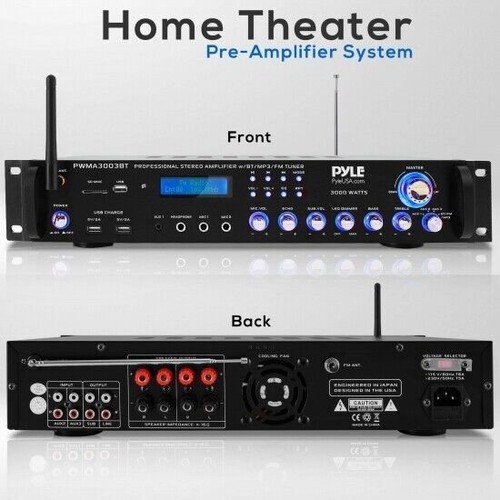 Pyle Bluetooth Multi-Channel Stereo Receiver, Pre-Amplifier System ...