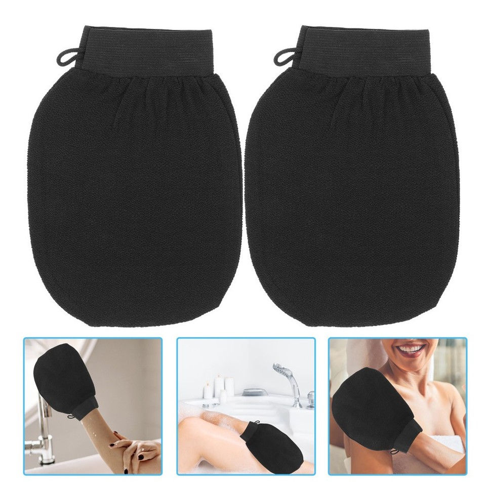 2 Pcs Black Body Scrubbing Mitt Rough Bath Mitt Shower Gloves ...