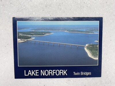 Postcard Lake Norfork Twin Bridges | eBay