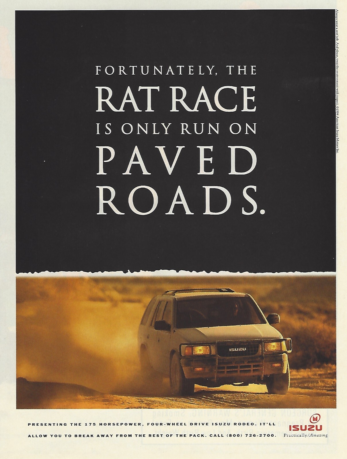 1995 Isuzu Rodeo Off-Road 4WD Rat Race vintage print ad 90's ...