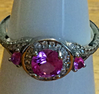 RYZE Petal Pink Crystal & White Frost CZ Sterling Silver Ring SZ 5 NEW ...