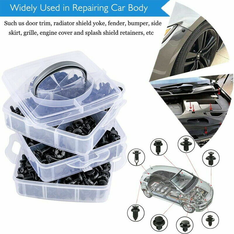 651x Car Plastic Push Pin Rivet Trim Clips Panel Interior Fasteners ...