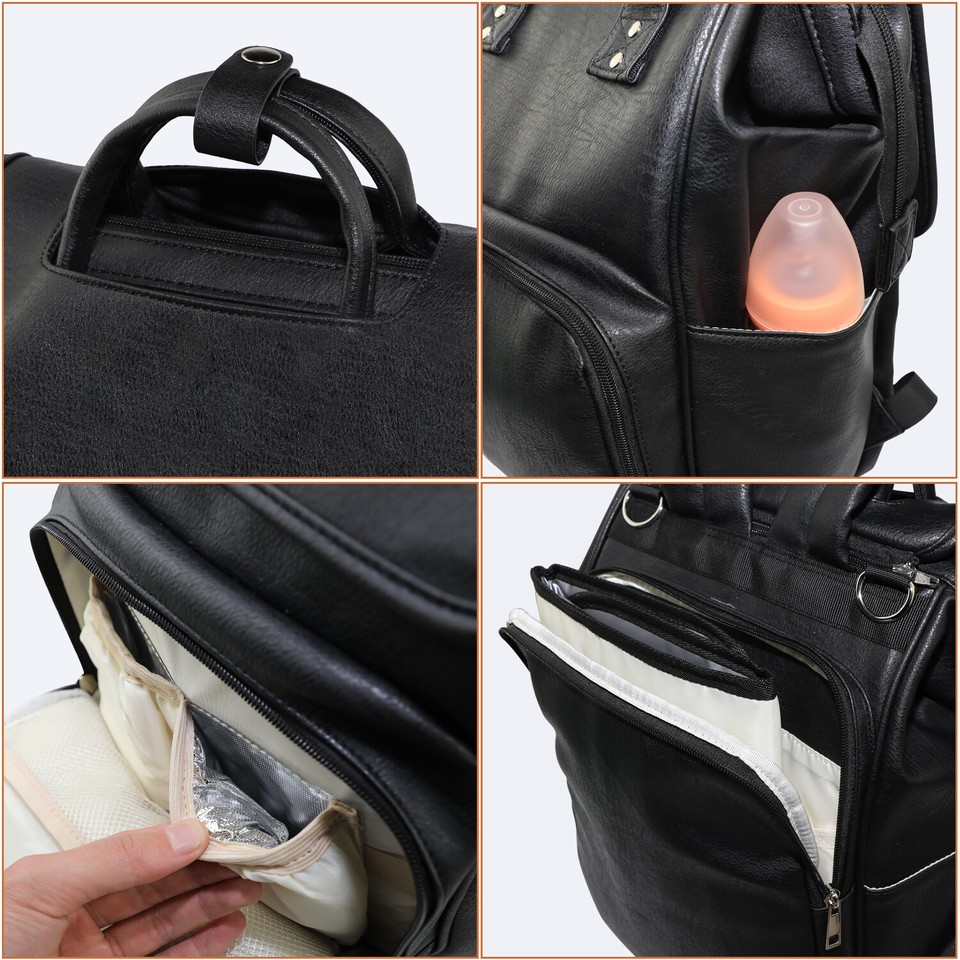 Diaper Backpack Fashion Diaper Bag Maternity Newborn Baby Back Pack PU ...