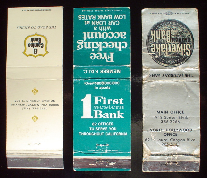 THREE '70s BANK MATCHBOOKS **** 3 ANC. CARTONS D'ALLUMETTES BANQUES ...