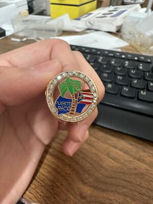 10K Yellow Gold - Puerto Rico Flag Nugget Ring | eBay