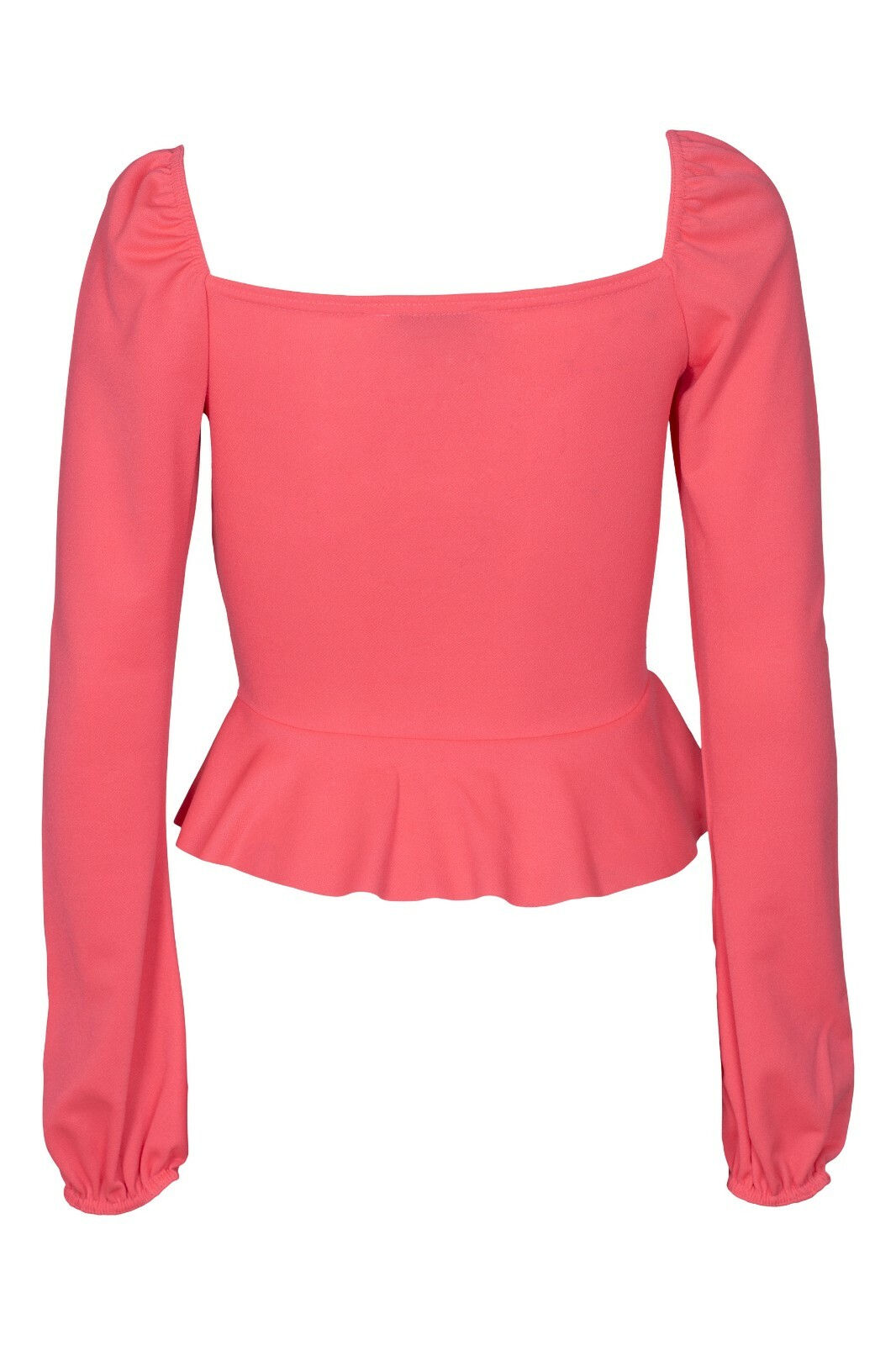 Women's Peplum Top Full Sleeve Neon Plain Frill Dress Blouse for ladies ...