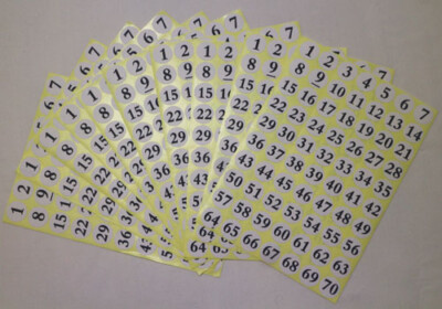 10 Sheets 1-70 Numbers White Round Self Adhesive Black Numbers Stickers ...