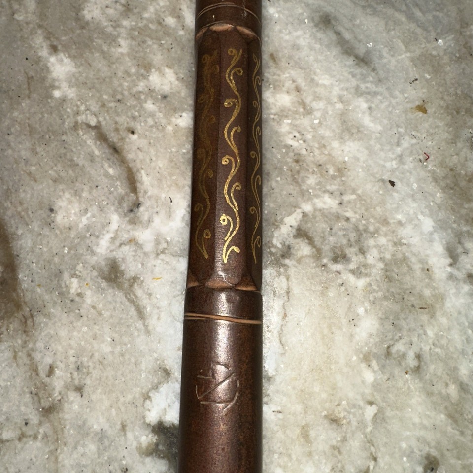 Very Rare Tabarzin Indo Persian Iron Battle Axe w/Gold Ornate Drawings ...