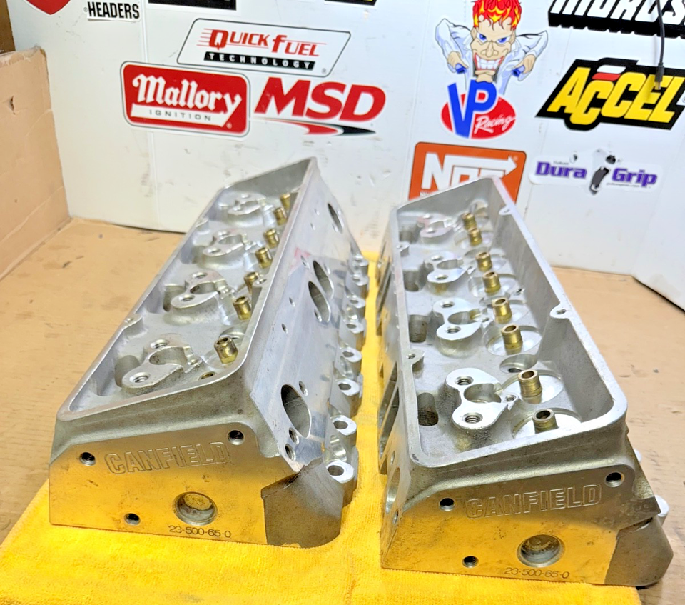 CANFIELD SBC CHEVY V-8 23-500-65 ALUMINUM CYLINDER HEADS 197CC 65CC 2. ...