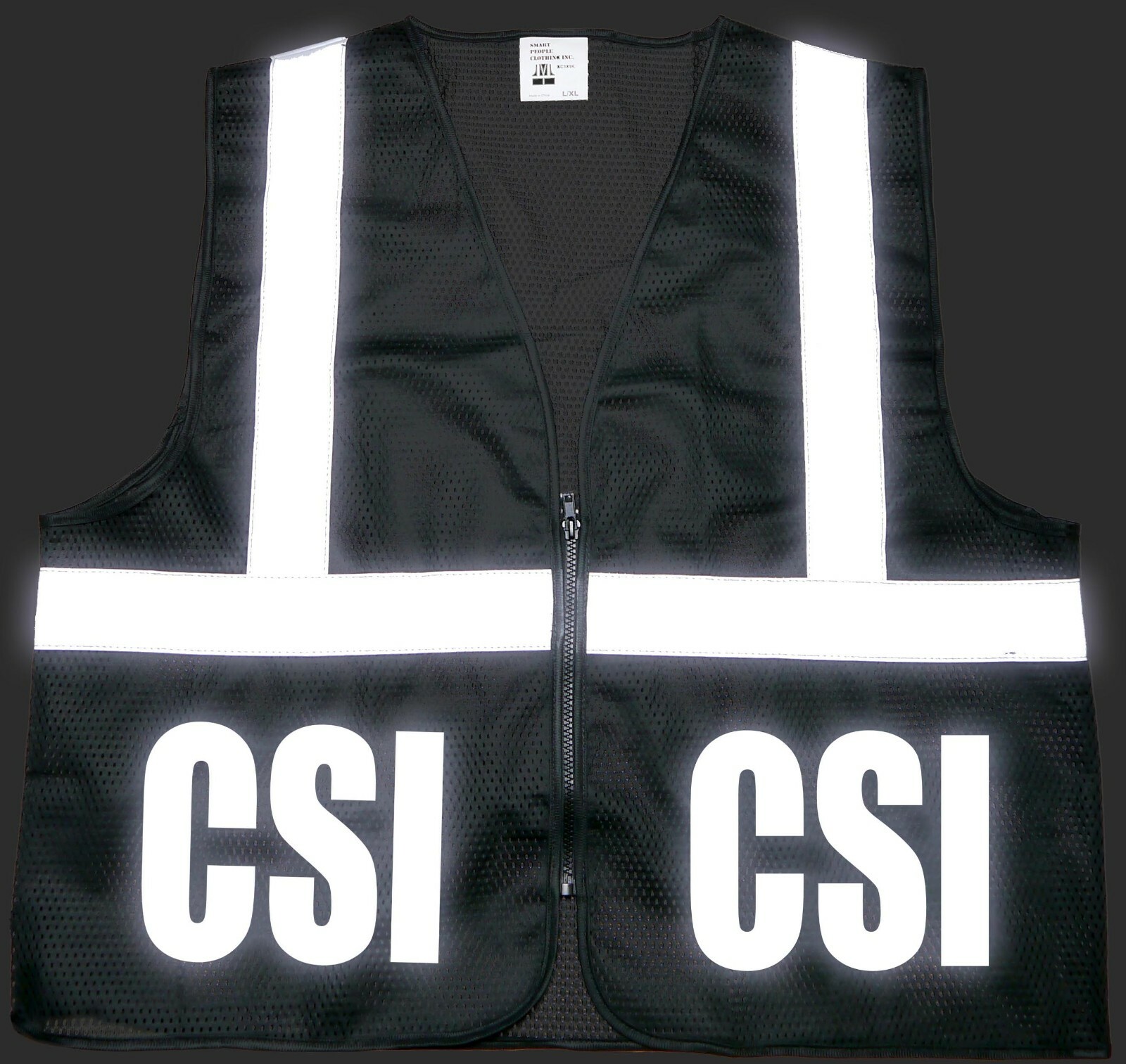 CSI safety vest, black, REFLECTIVE design, High Visibility vest, Crime ...