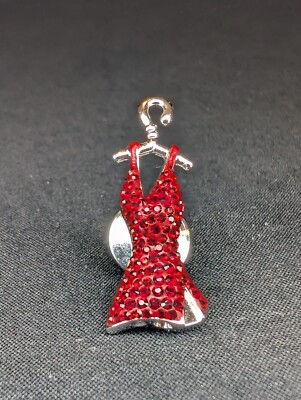 Vintage Swarovski Red Dress Pin – 1.25", Red Crystals on Silver Base | eBay