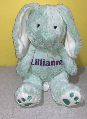 12" HugFun Personalized Girls Name Lillianna Bunny Rabbit Green ...