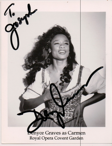 Autographed 4x5 Photo Denyce Graves American mezzo-soprano opera singer ...
