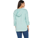 Isaac Mizrahi Live! SOHO Ruched Sleeve Zip Front Hoodie,Hthr Teal Glaze ...