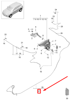 PORSCHE MACAN 95B Washer Water Hose Line 95B955963 95B.955.963 NEW ...