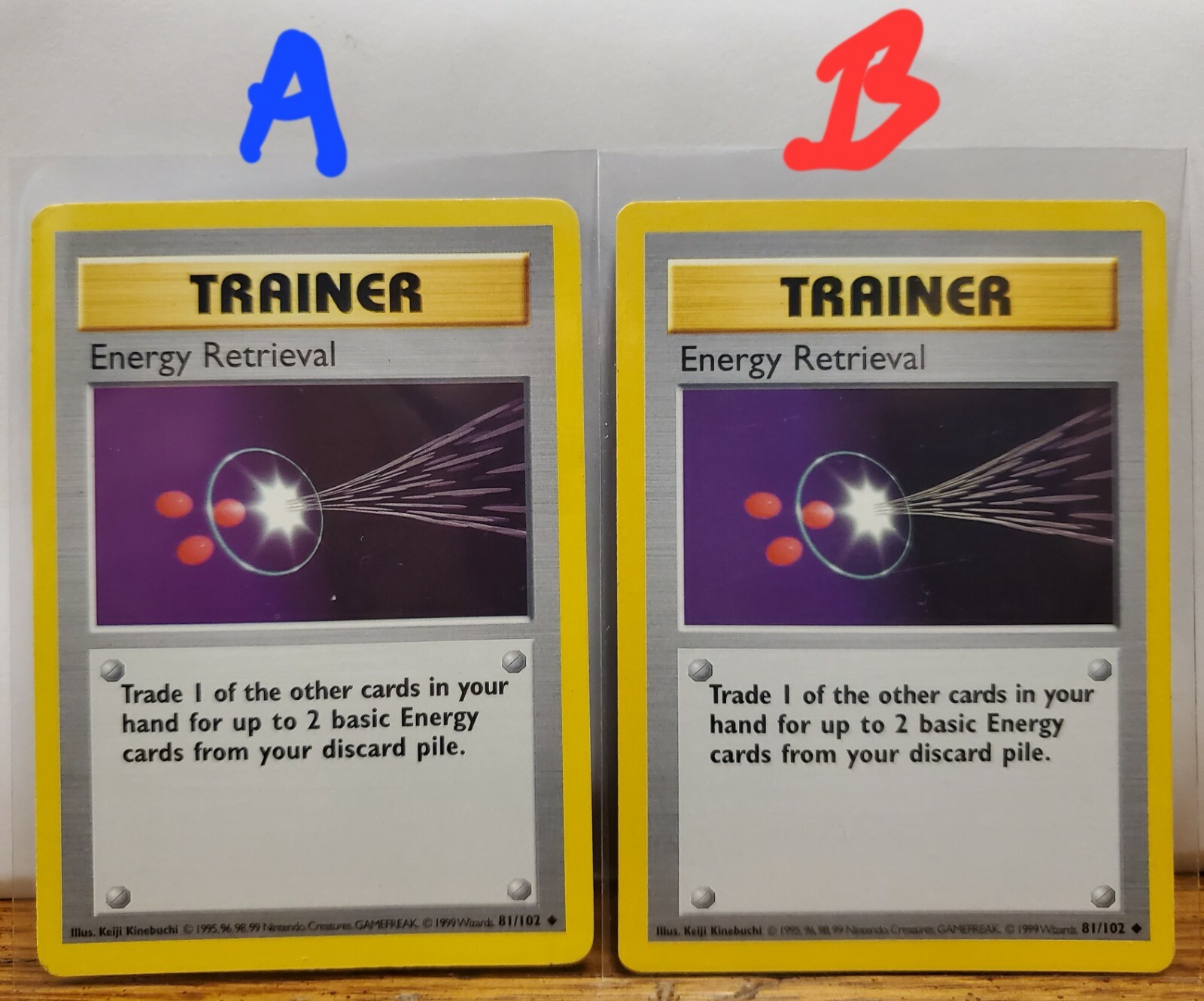 Shadowless ENERGY RETRIEVAL Trainer Base Set 81/102 Uncommon - Pokemon ...