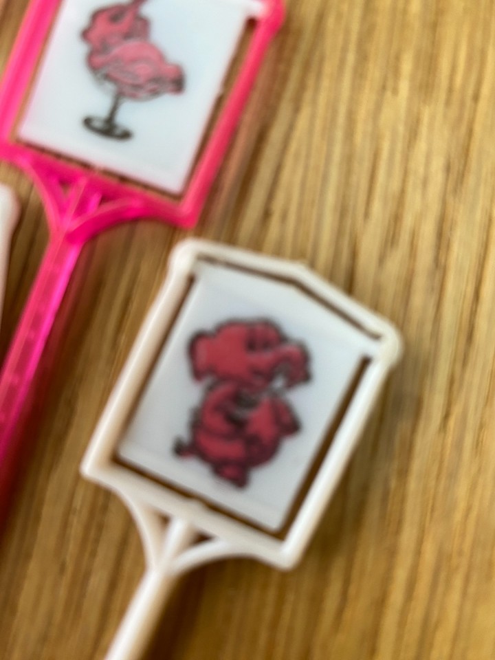 vintage reusable plastic cocktail stirrers or swizzle stick with pink ...